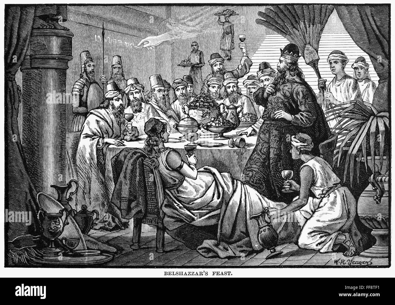 BELSHAZZAR'S FEAST. /n(Daniel 5). Wood engraving, American, 1884 Stock ...