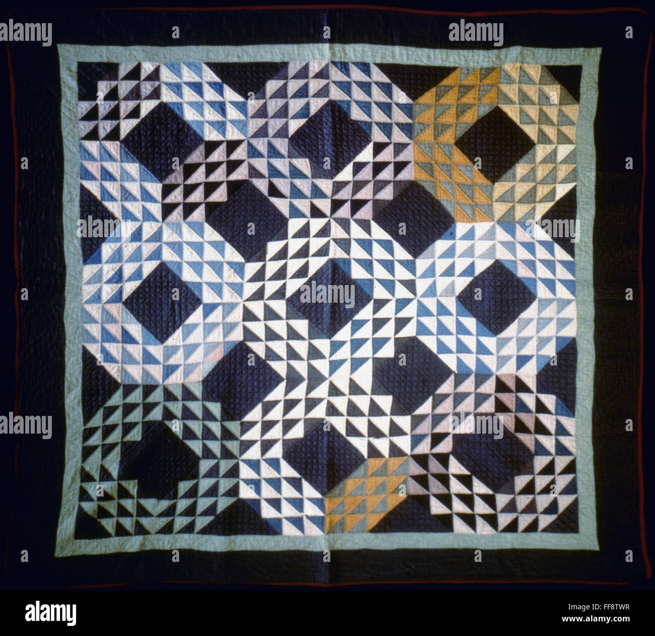 AMISH QUILT, c1930, /nwith wave pattern, from Indiana Stock Photo - Alamy