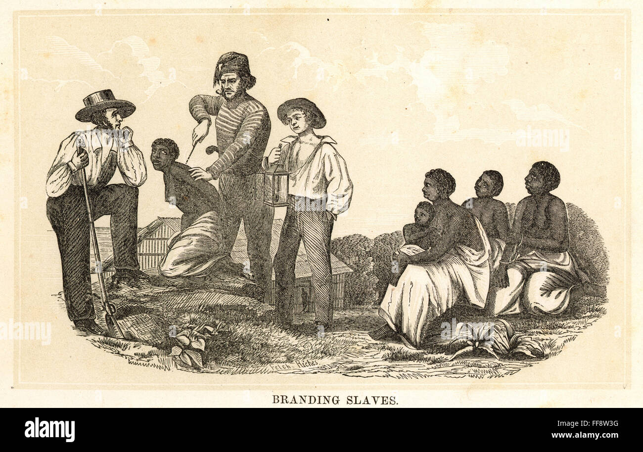 BRANDING SLAVES, 1858. /nThe branding of African slaves by slave ...