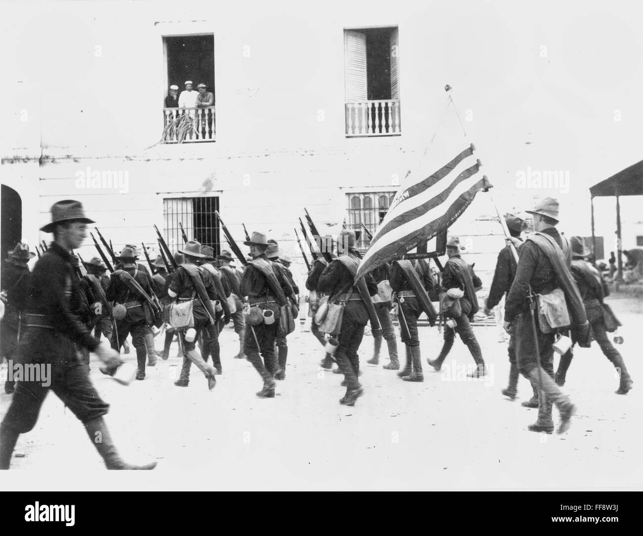 SPANISH-AMERICAN WAR, 1898. /nWisconsin troops passing the Custom's ...