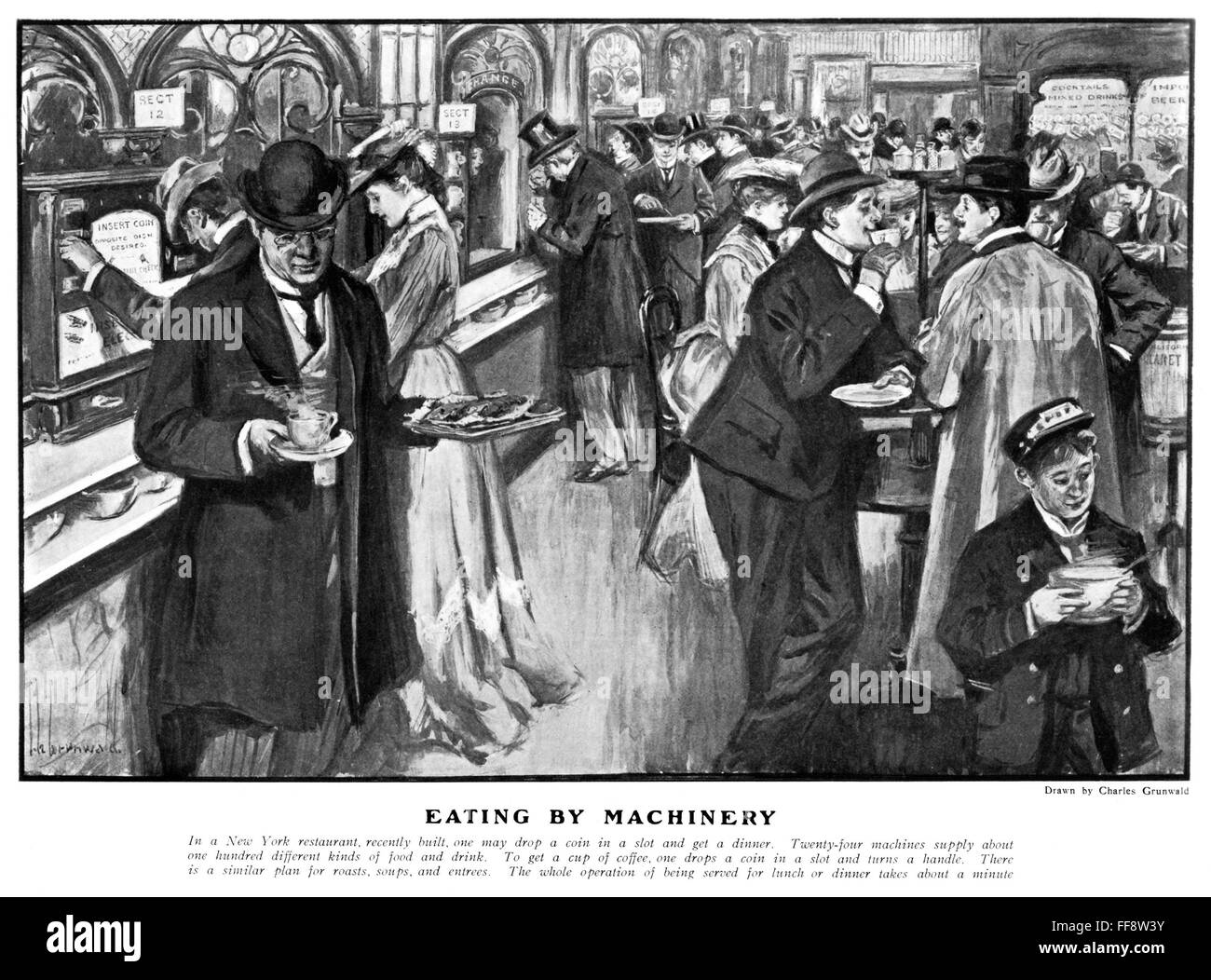 AUTOMAT RESTAURANT, 1903. /n'Eating by machinery.' The first automat ...