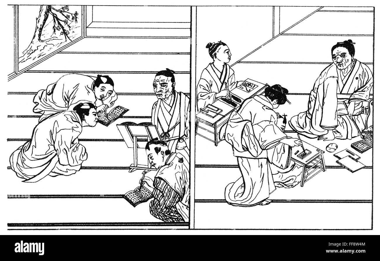 JAPANESE SCRIBES. /nJapanese woodblock print Stock Photo - Alamy