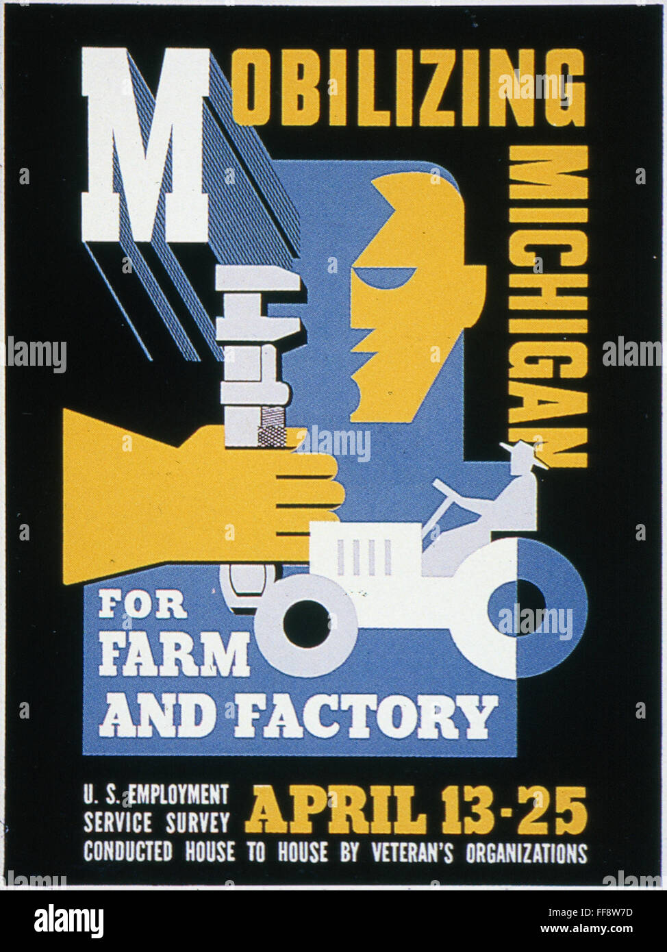 MICHIGAN: WPA POSTER 1930s. /n'Mobilizing Michigan for Farm & Factory ...