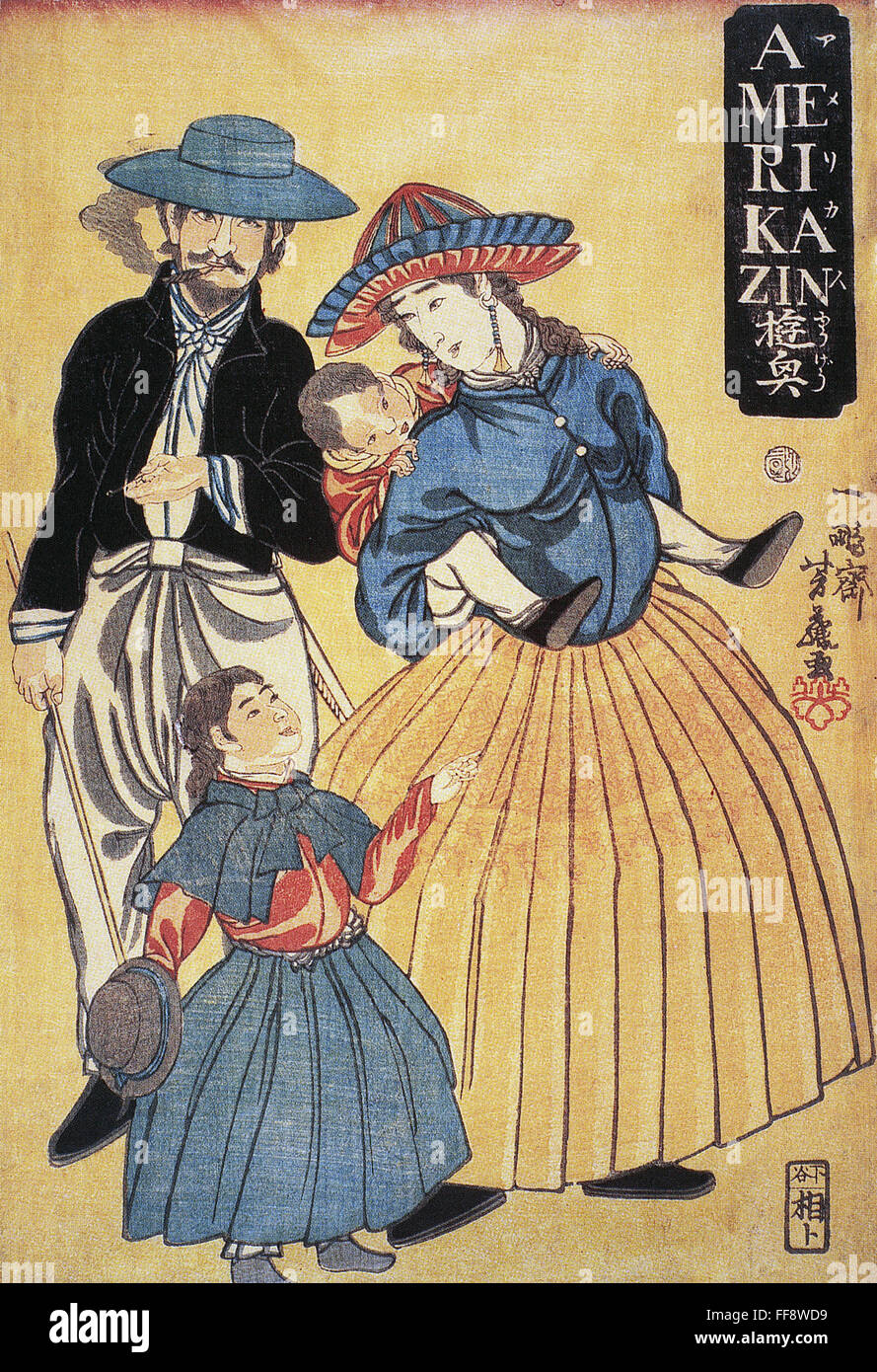 JAPAN: AMERICANS, 1861. /nAn American family at Yokohama. Japanese ...