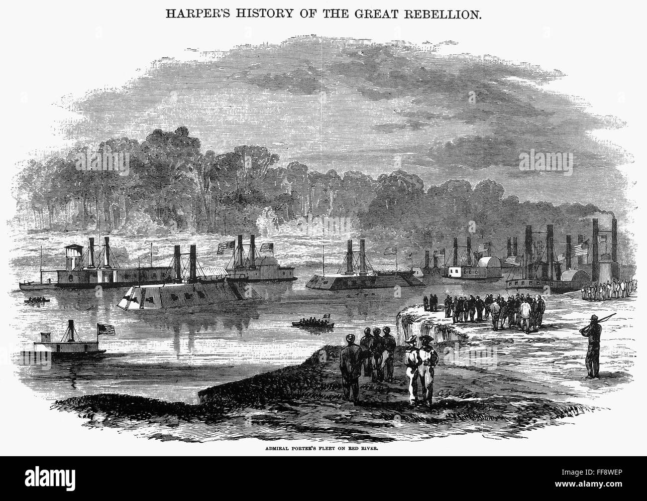 CIVIL WAR: RED RIVER, 1863. /nAdmiral David Dixon Porter's fleet of ...