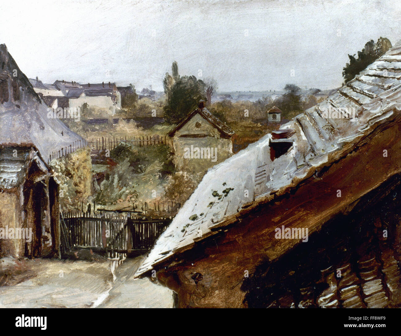 CARL BLECHEN: ROOFTOPS. /n'View of Rooftops and Gardens.' Oil on canvas ...