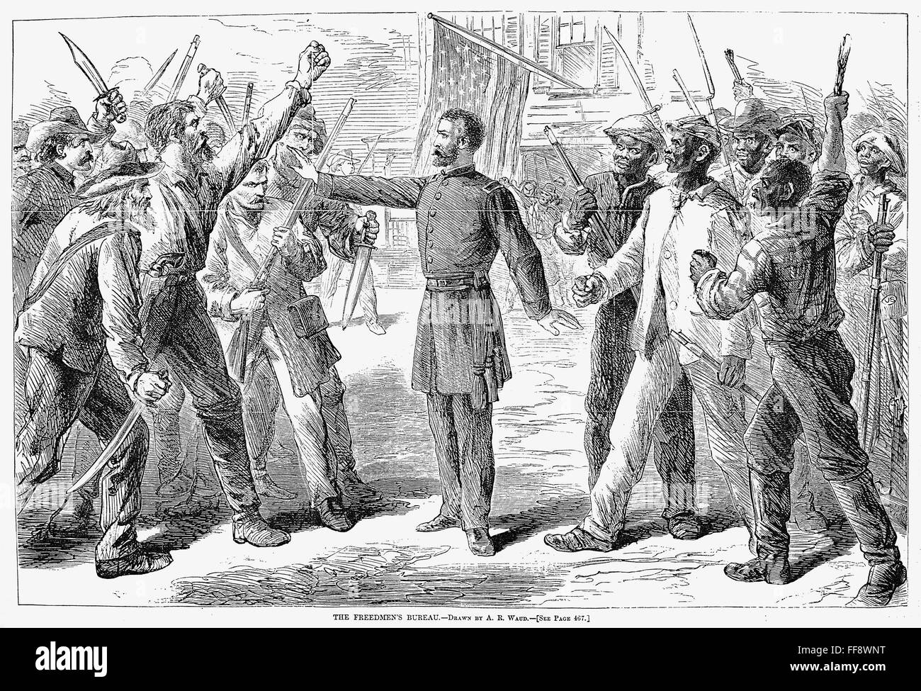 FREEDMEN'S BUREAU, 1868. /nAn allegorical representation of the ...