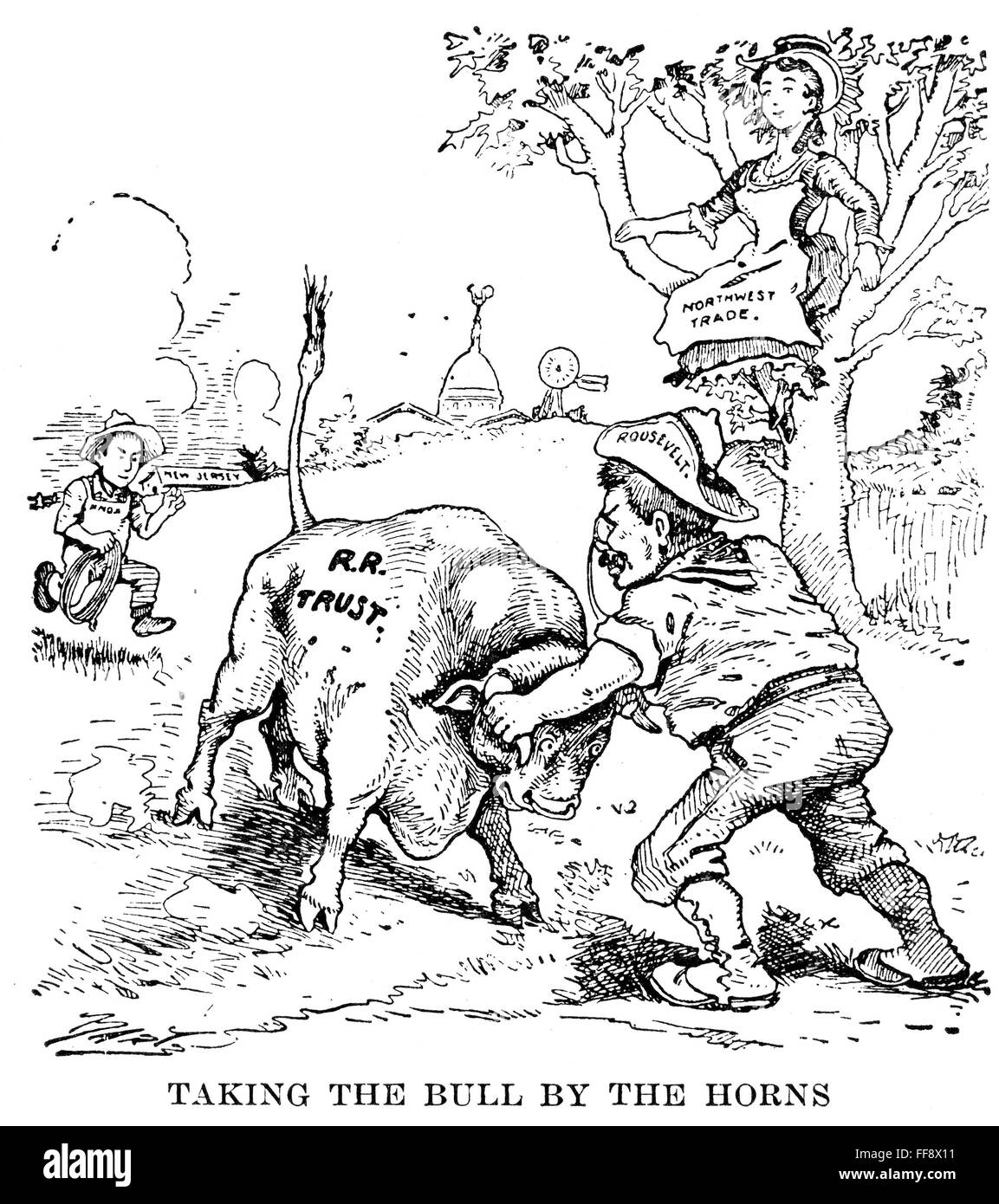 ROOSEVELT CARTOON, c1906. /n'Taking the Bull By the Horns.' Cartoon ...