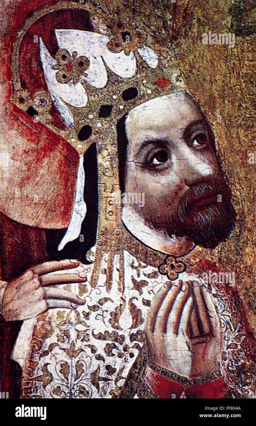 CHARLES IV (1316-1378). /nHoly Roman Emperor, 1355-1378. Oil on panel ...