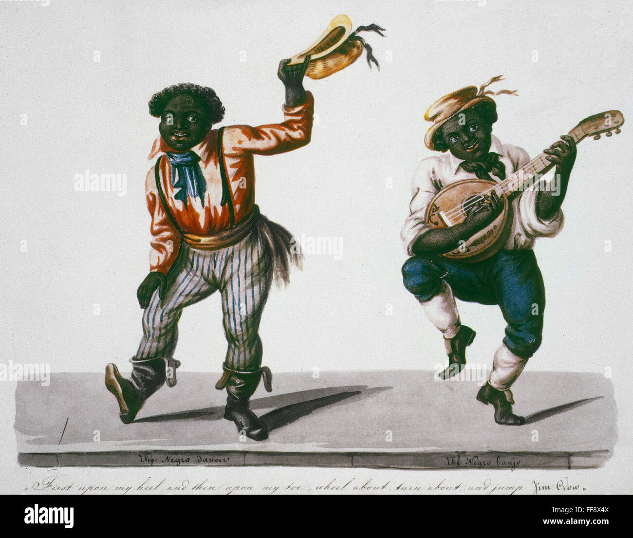 BLACK MINSTREL, 1835. /nDancer and banjo player: watercolor by Nicolino ...
