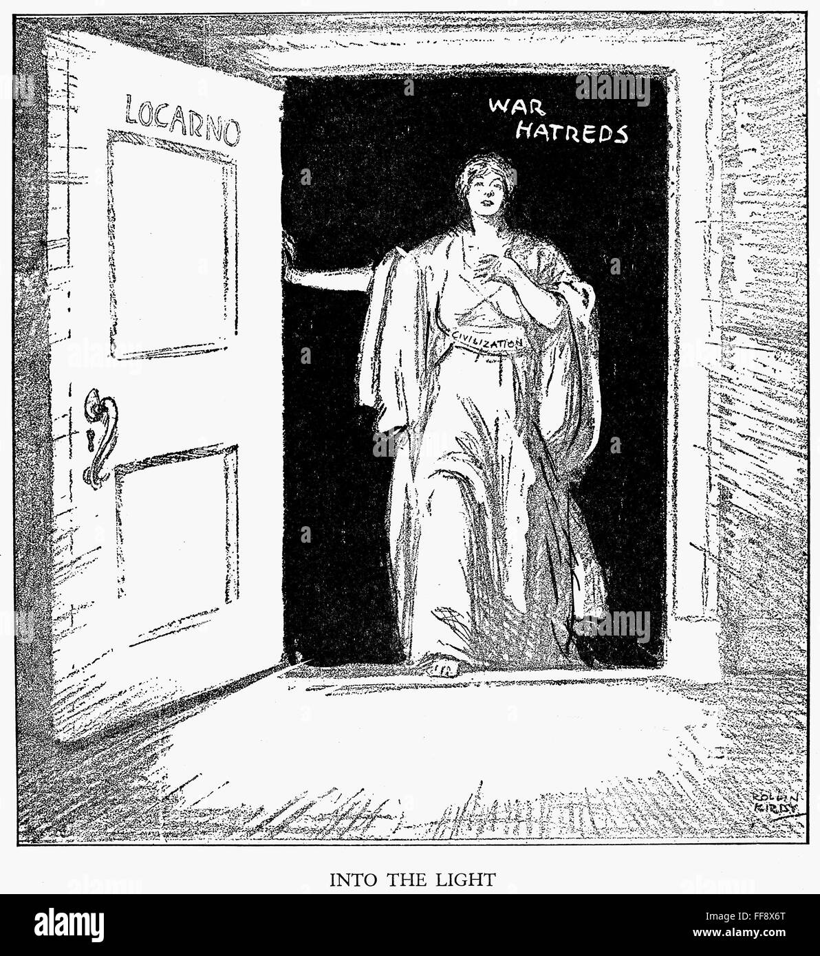LOCARNO CONFERENCE, 1925. /n'Into the Light.' Cartoon by Rollin Kirby ...