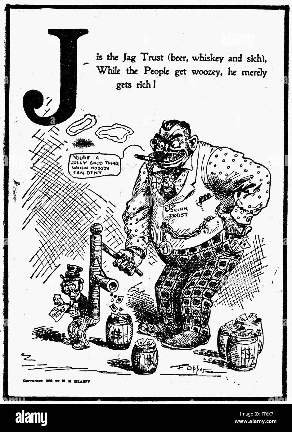 ANTI-TRUST CARTOON, 1902. /nThe alcohol trust satirized in a cartoon ...