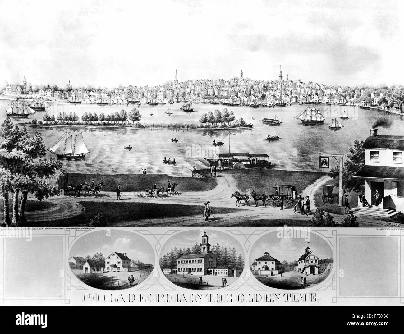 PHILADELPHIA, 18th CENTURY. /nLate 18th century view of the city and ...