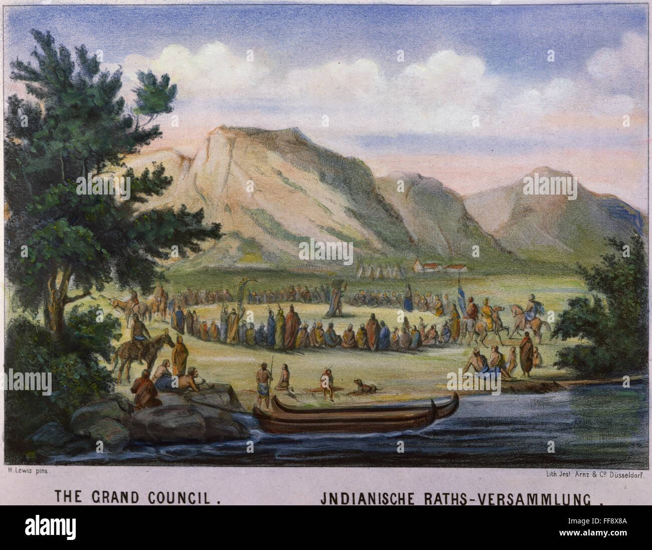 NATIVE AMERICAN COUNCIL, 1857. /nNative Americans in council ...
