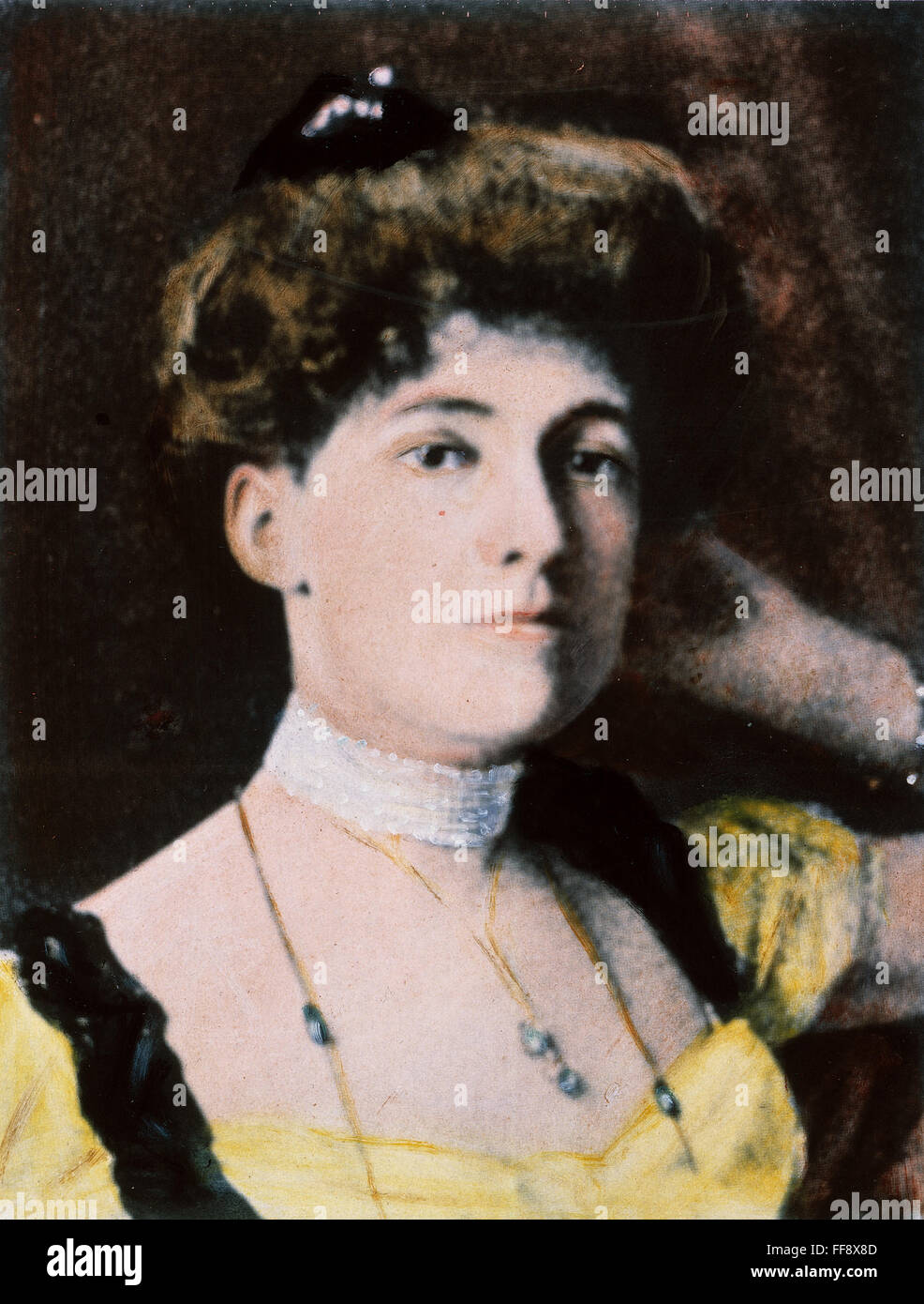 EDITH WHARTON (1862-1937). /nAmerican author. Oil over a photograph ...