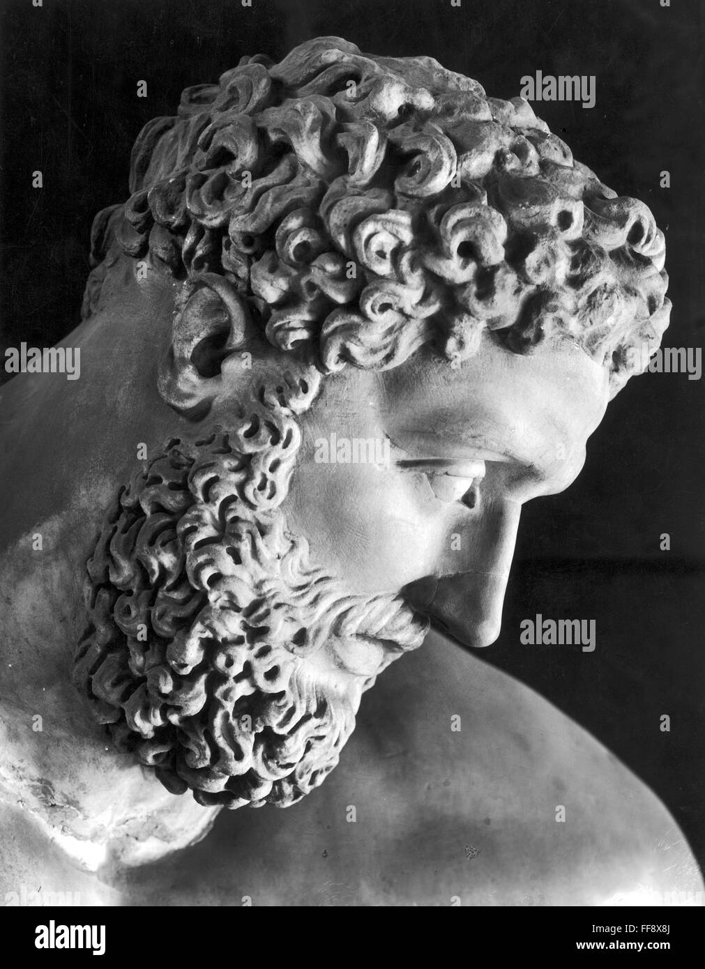 MYTHOLOGY: HERCULES. /nDetail of the head of the Farnese Hercules in ...