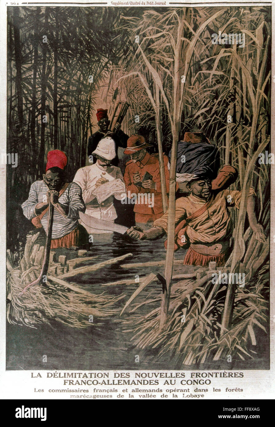 CONGO BOUNDARIES, 1913. /nFrench and German officials noting new Congo ...