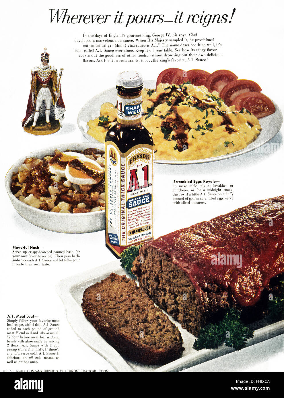 A.1. SAUCE AD, 1957. /nAdvertisement for A.1. Sauce from an American ...