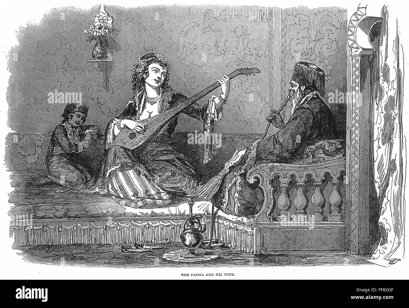 HAREM: PASHA AND HIS WIFE. /nWood engraving, English, 1853 Stock Photo ...