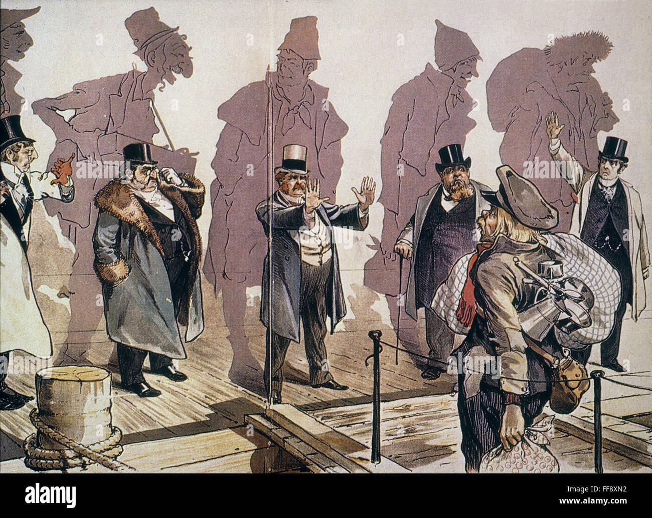 IMMIGRATION CARTOON, 1893. /n'Looking Backward': American cartoon, 1893 ...