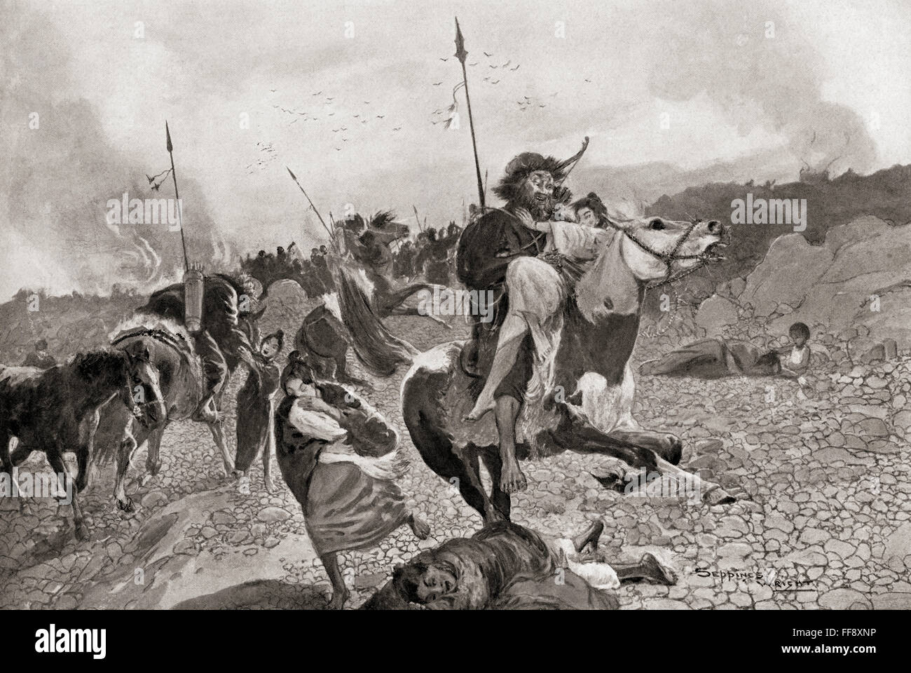 An early Hun raid, China 1st century BC. From Hutchinson's History of ...