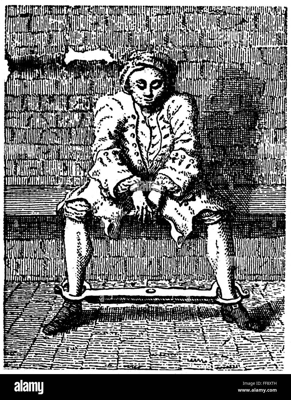 LONDON: DEBTOR'S PRISON. /nDebtor wearing shears at the Marshalsea ...