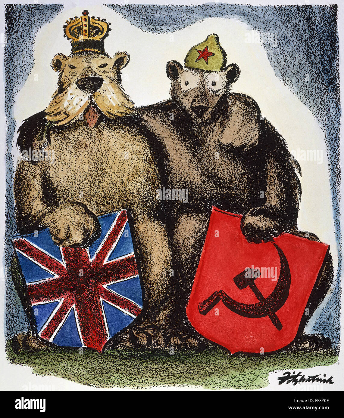 ANGLO-SOVIET ALLIANCE, 1941. /n'Society Item.' American cartoon by D.R ...