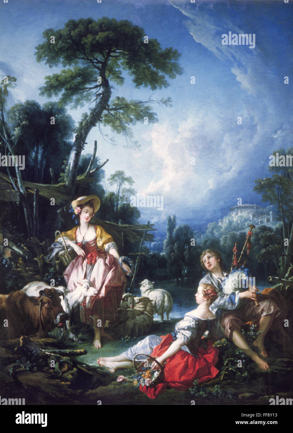 BOUCHER: SUMMER PASTORAL. /nOil, 1749, by Francois Boucher Stock Photo ...