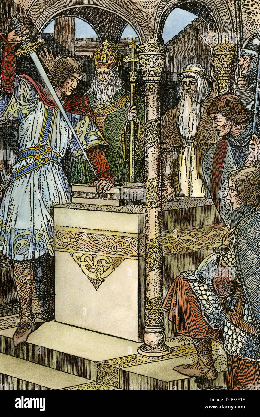 PRINCE ARTHUR, 1923. /nArthur drawing the sword from the stone ...