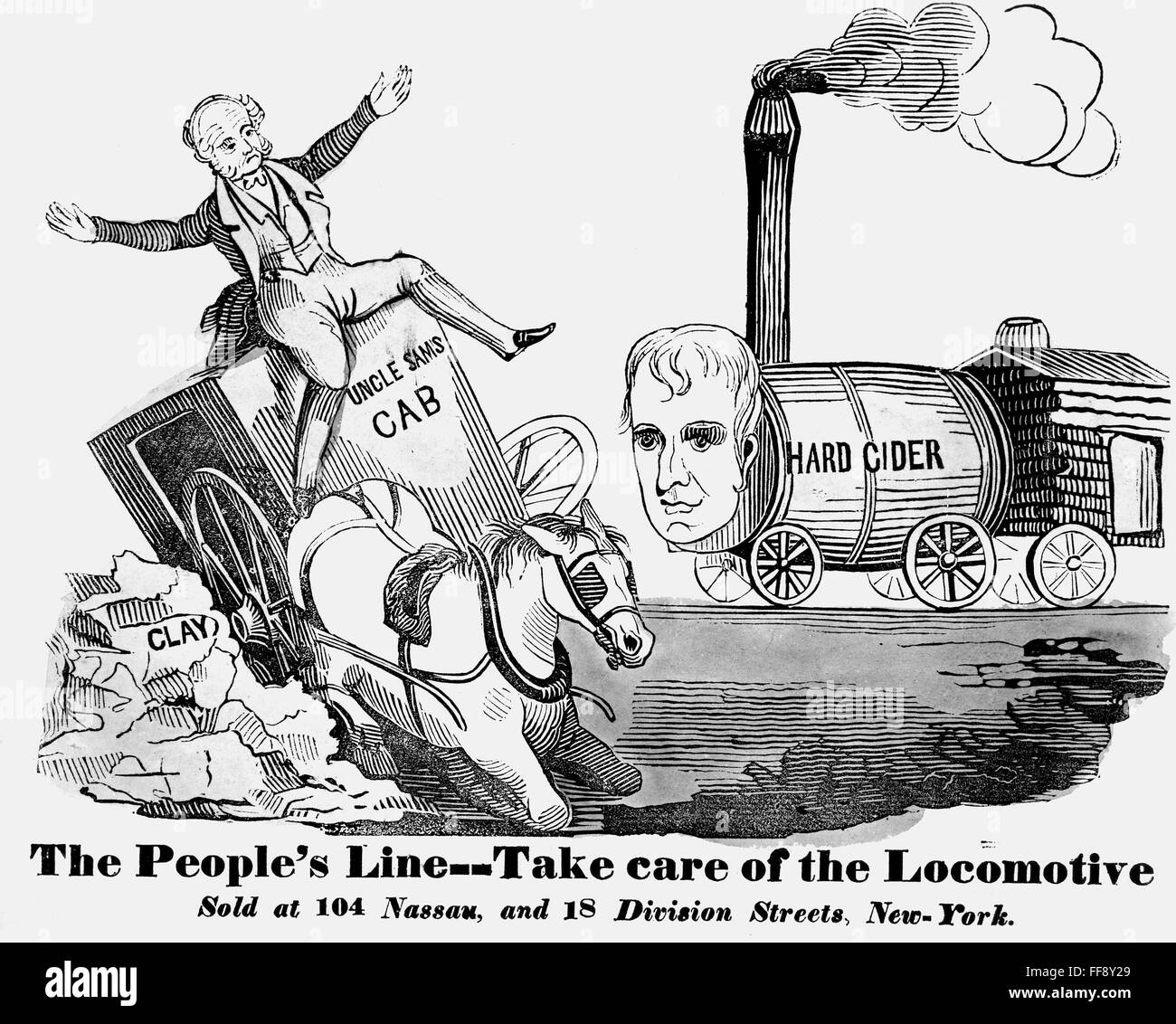 PRESIDENTIAL CAMPAIGN, 1840. /nA 1840 campaign cartoon showing a ...