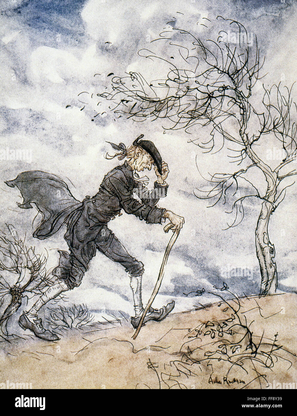 ICHABOD CRANE. /nWatercolor, 1928, by Arthur Rackham for Washington ...