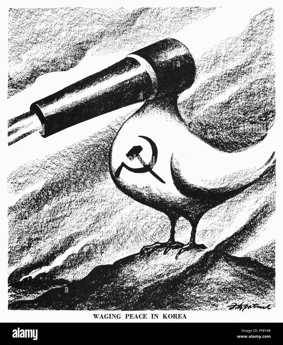 KOREAN WAR CARTOON, 1951. /n'Waging Peace in Korea.' American cartoon ...
