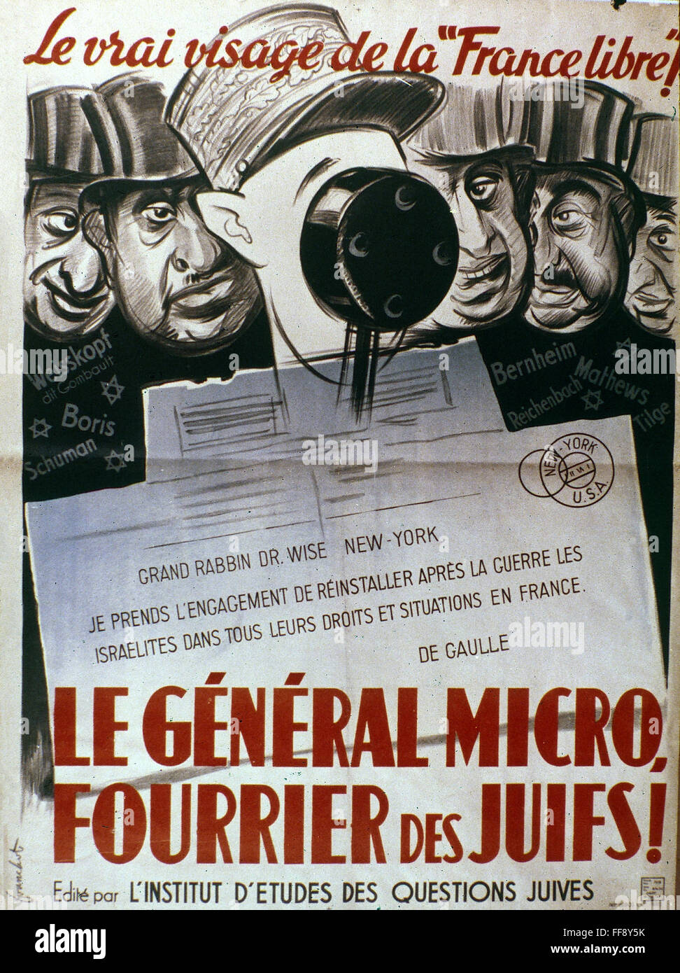 PROPAGANDA POSTER, 1941. /n'The Real Face of Free France.' Occupied ...