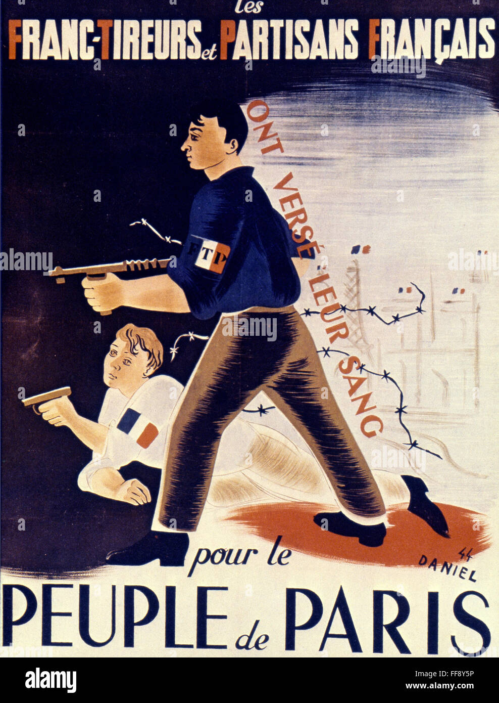 WWII: FRENCH POSTER, 1944. /nBy Jacques Daniel, in support of the ...