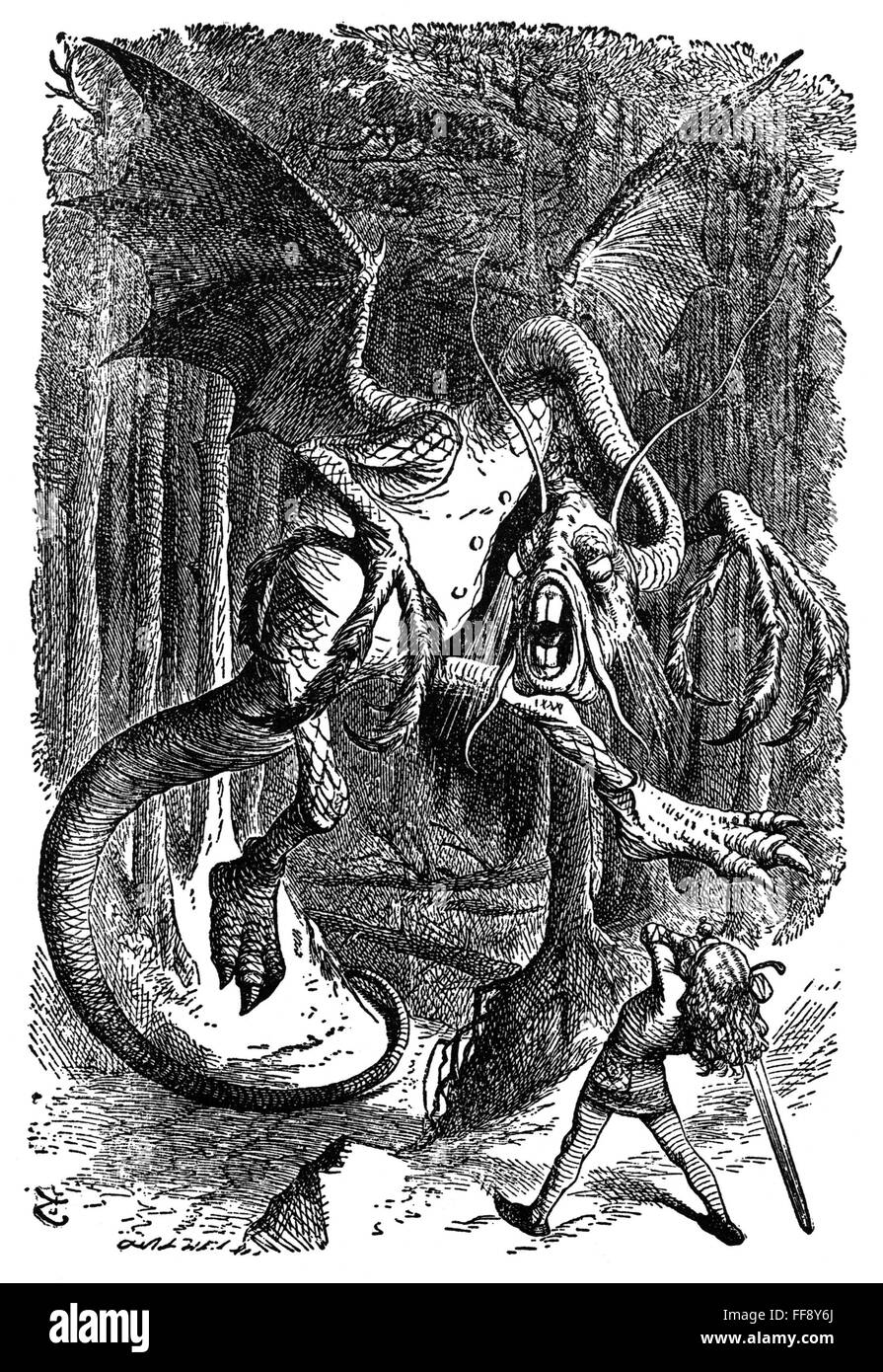 CARROLL: LOOKING GLASS. /n1872. By Lewis Carroll. The Jabberwock ...