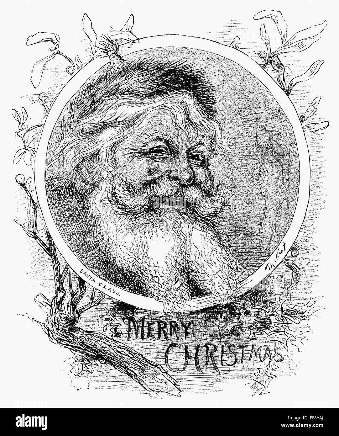 THOMAS NAST: SANTA CLAUS. /n'Merry Christmas.' Wood engraving after ...