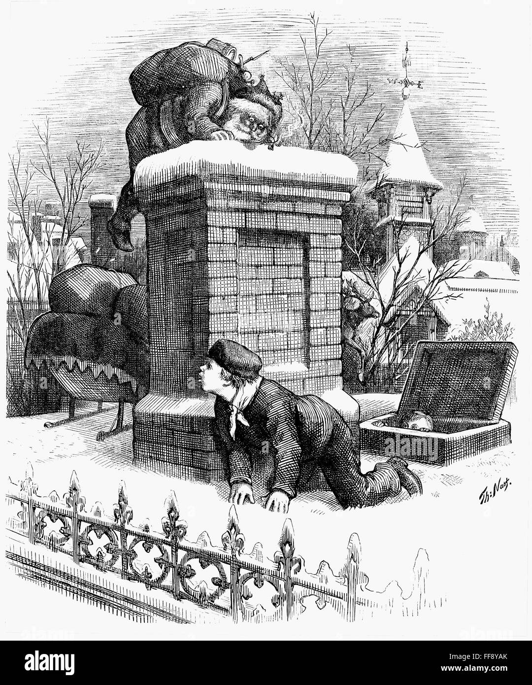 THOMAS NAST: SANTA CLAUS. /n'Seeing Santa Claus.' Wood engraving after ...