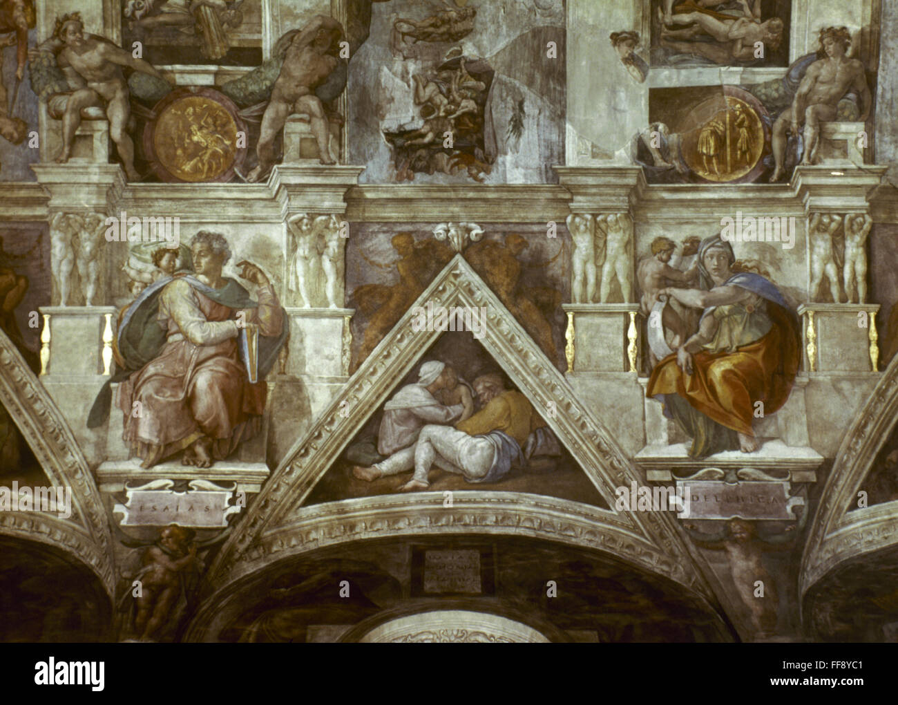 MICHELANGELO: SISTINE. /nProphet Isaiah and Delphic Sibyl. Sistine ...