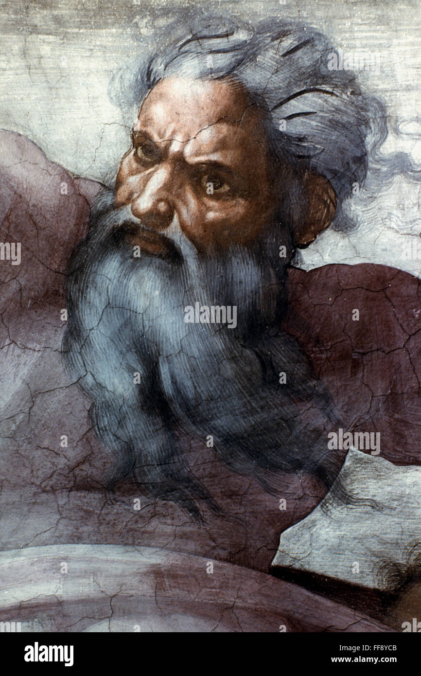 MICHELANGELO: GOD. /nDetail from Creation of Stars and Plants. Sistine ...