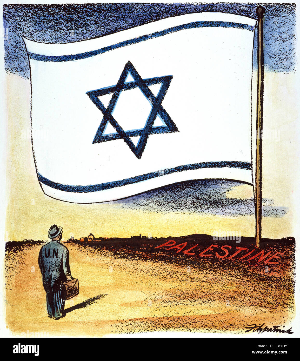 CARTOON: CREATION OF ISRAEL. /n'O Say, Can't You See?' American cartoon ...