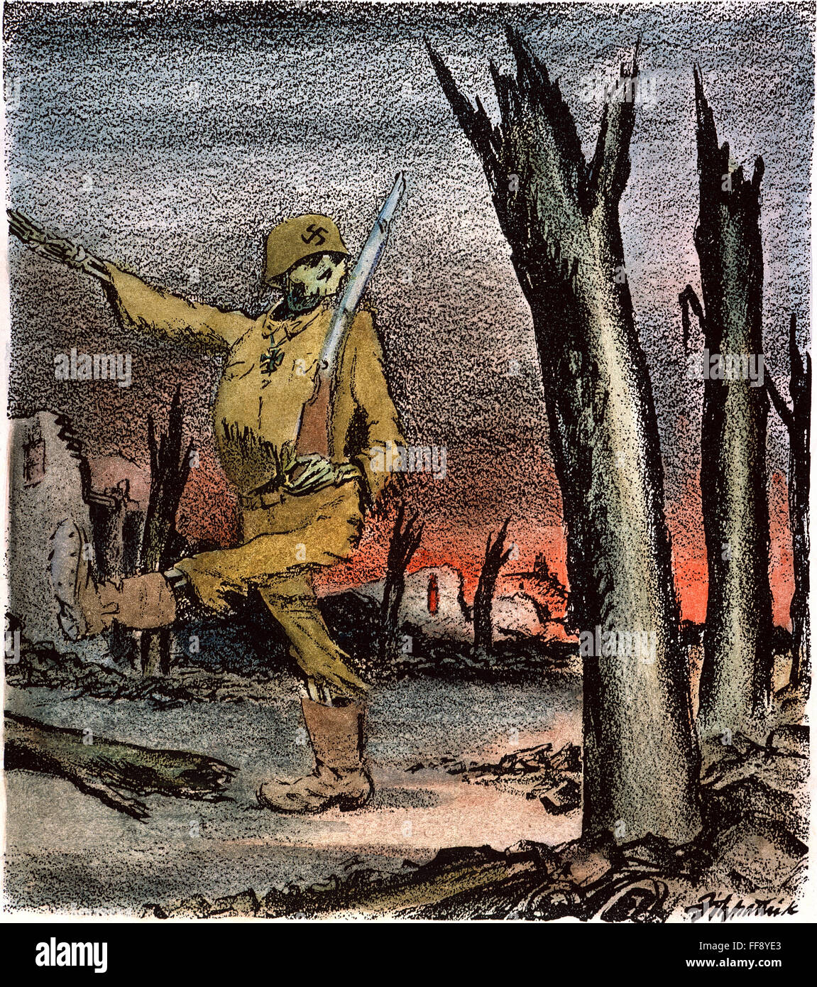 WWII: UNTER DEN LINDEN, 1945. /nAmerican cartoon by D.R. Fitzpatrick ...