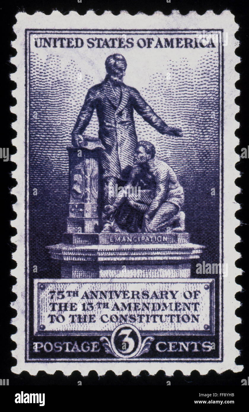 SLAVERY: 13TH AMENDMENT. /nU.S. postage stamp, 1940, commemorating 75th ...