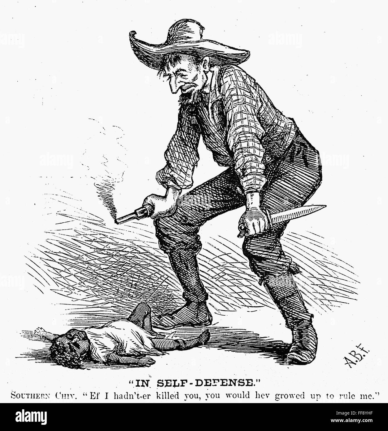 RECONSTRUCTION CARTOON. /n'In Self-Defense.' American cartoon, 1876, on ...