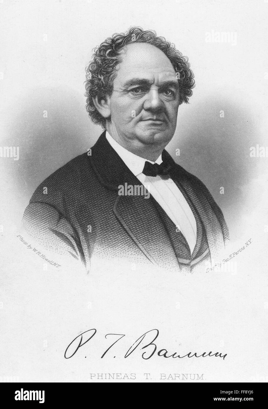 P.T. BARNUM (1810-1891). /nAmerican showman. Line and stipple engraving ...