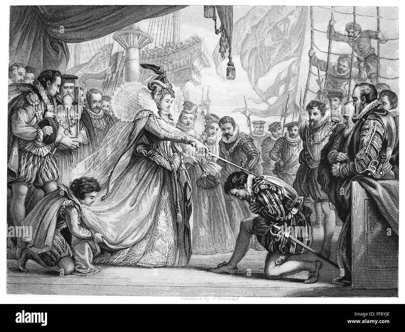 FRANCIS DRAKE (1540?-1596). /nEnglish naval commander and navigator ...