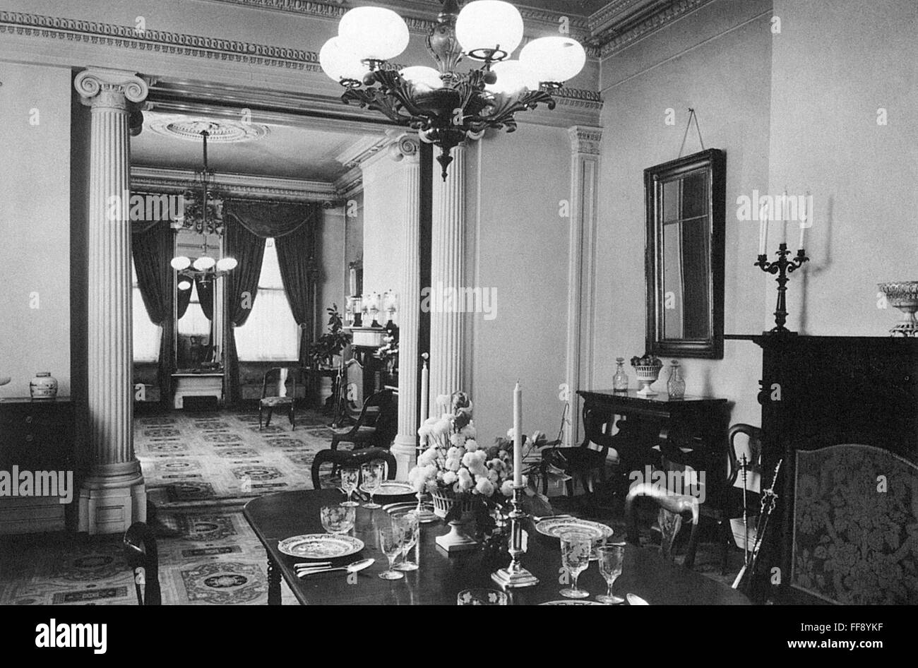 GASLIGHT CHANDELIER. /nDining room and parlor at the Old Merchant's ...