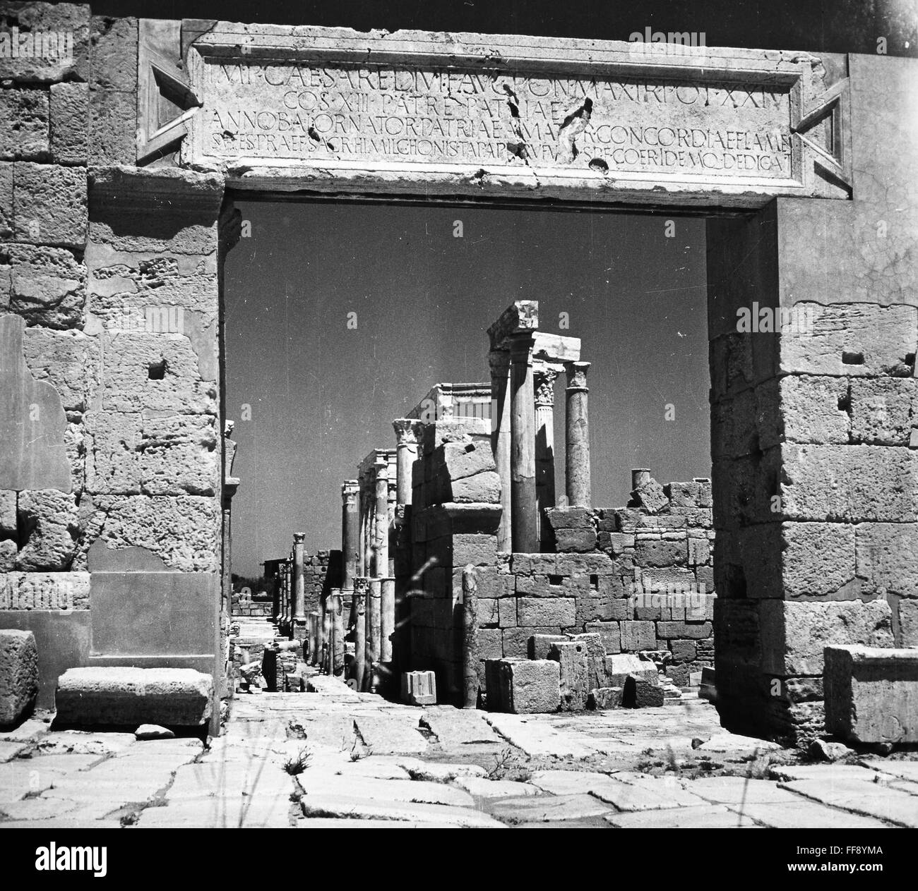 ROMAN RUINS: LIBYA. /nPart of the ruins of the Roman seaport of Leptis ...