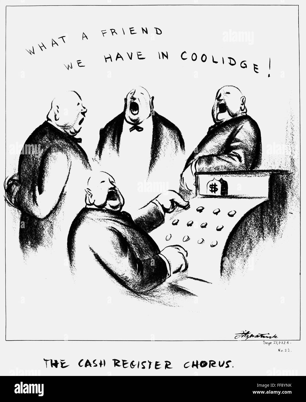 COOLIDGE: CASH REGISTER. /n'The Cash Register Chorus.' American cartoon ...