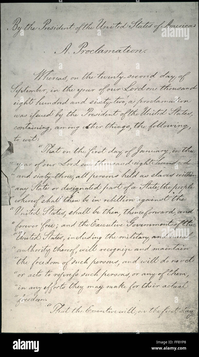 EMANCIPATION PROCLAMATION. /nPage one of Abraham Lincoln's Emancipation ...
