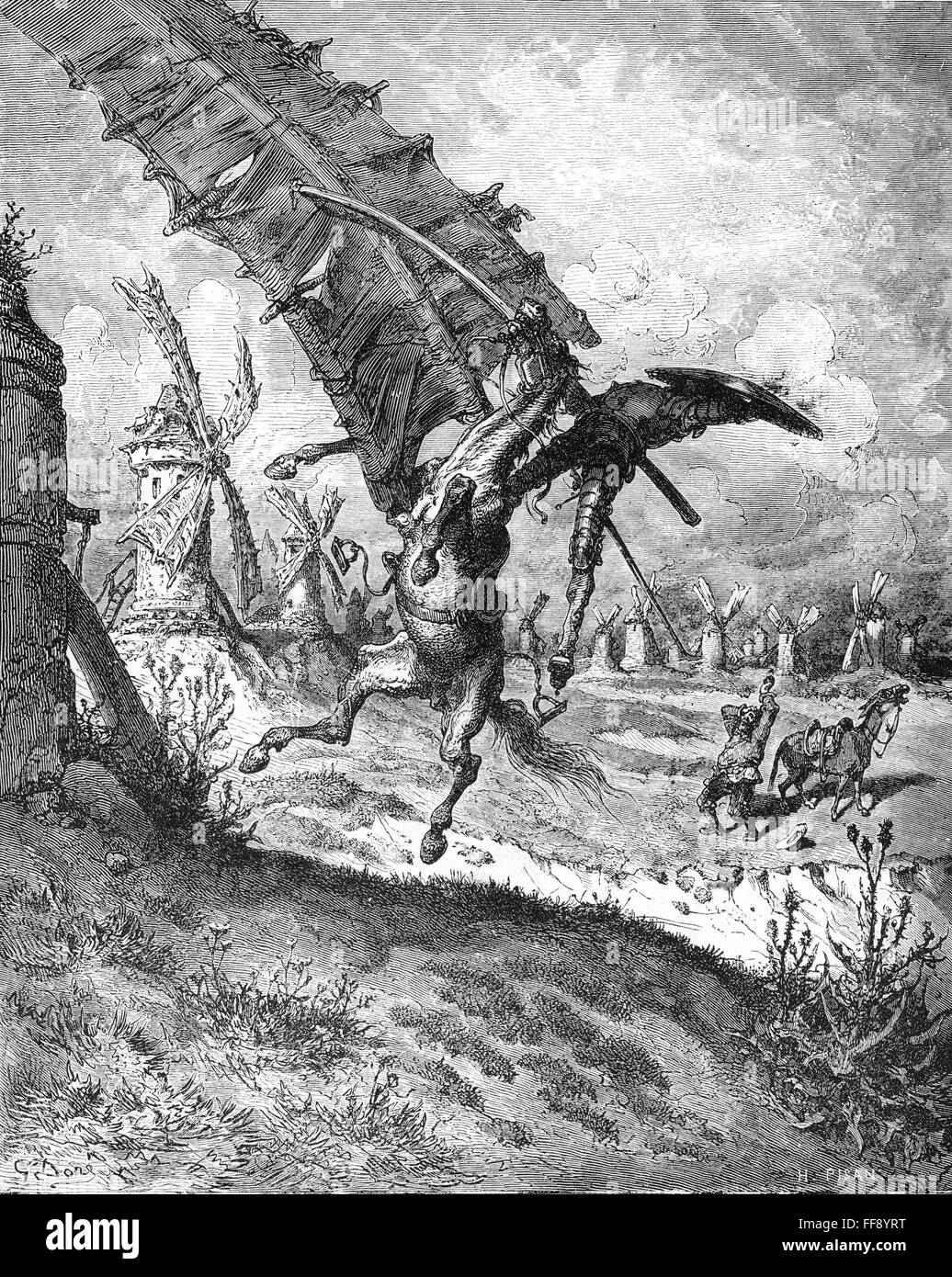 DON QUIXOTE AND WINDMILL. /nSeeing what he imagines are giants, the Don ...